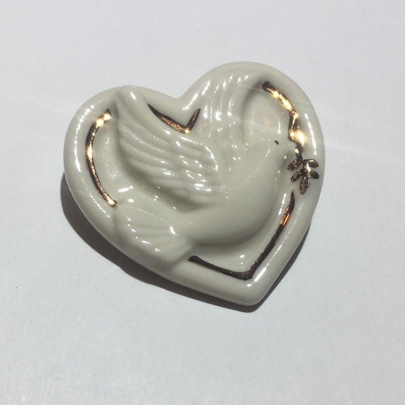 Vintage | Jewelry | Vintage Lenox Porcelain Dove Heart Brooch Pin ...
